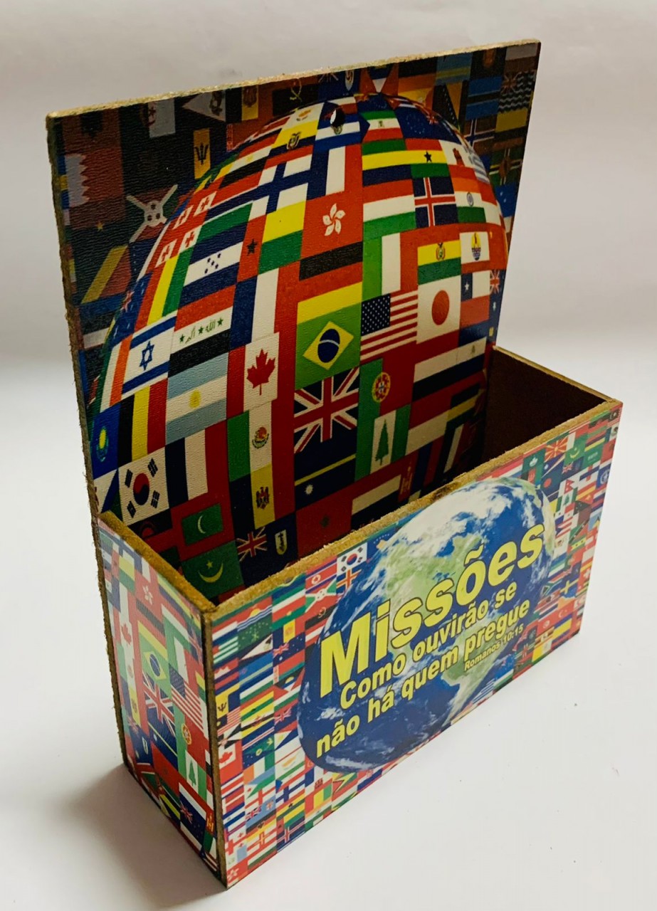 Porta envelope missões países em m.d.f pintado cada - CANAA LOJA EVANGÉLICA